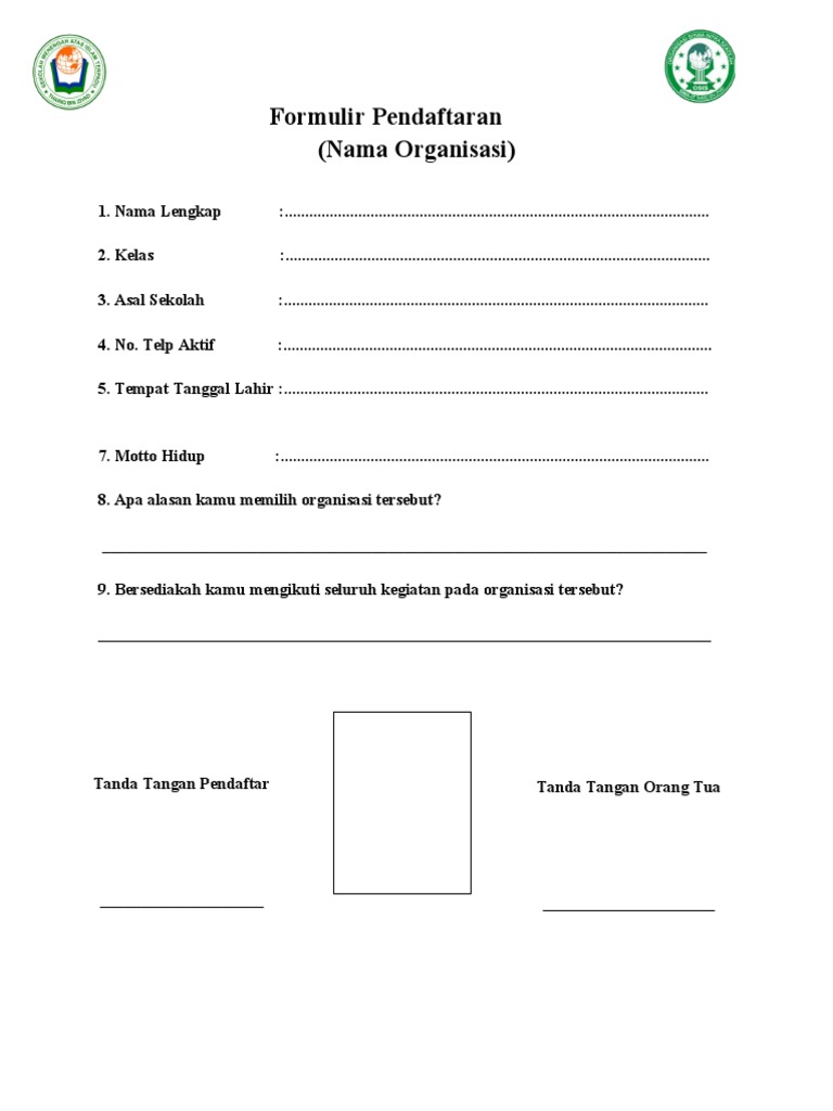 Formulir Organisasi Rohis | PDF