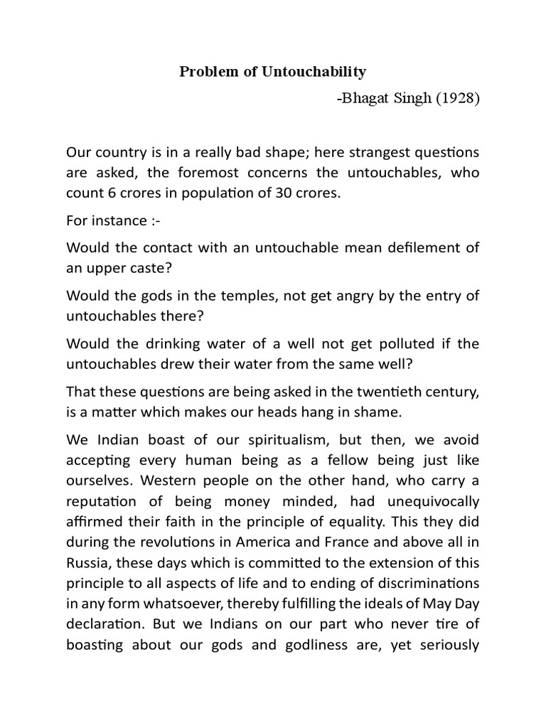 Problem of Untouchability | PDF | Dalit | Caste
