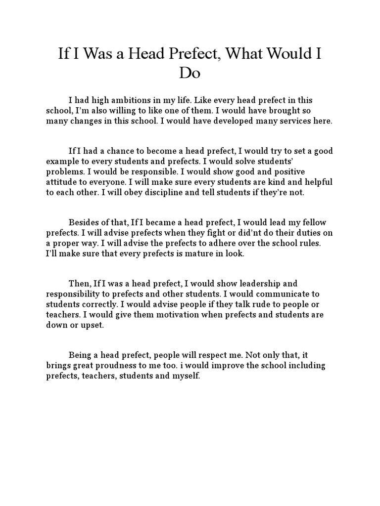 Vision for a Head Prefect Role | PDF | Career & Growth | Wellness