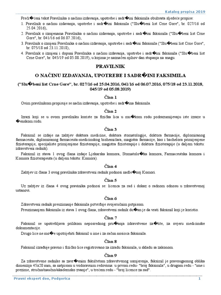 Pravilnik o Nacinu Izdavanja Upotrebe I Sadrzini Faksimila | PDF