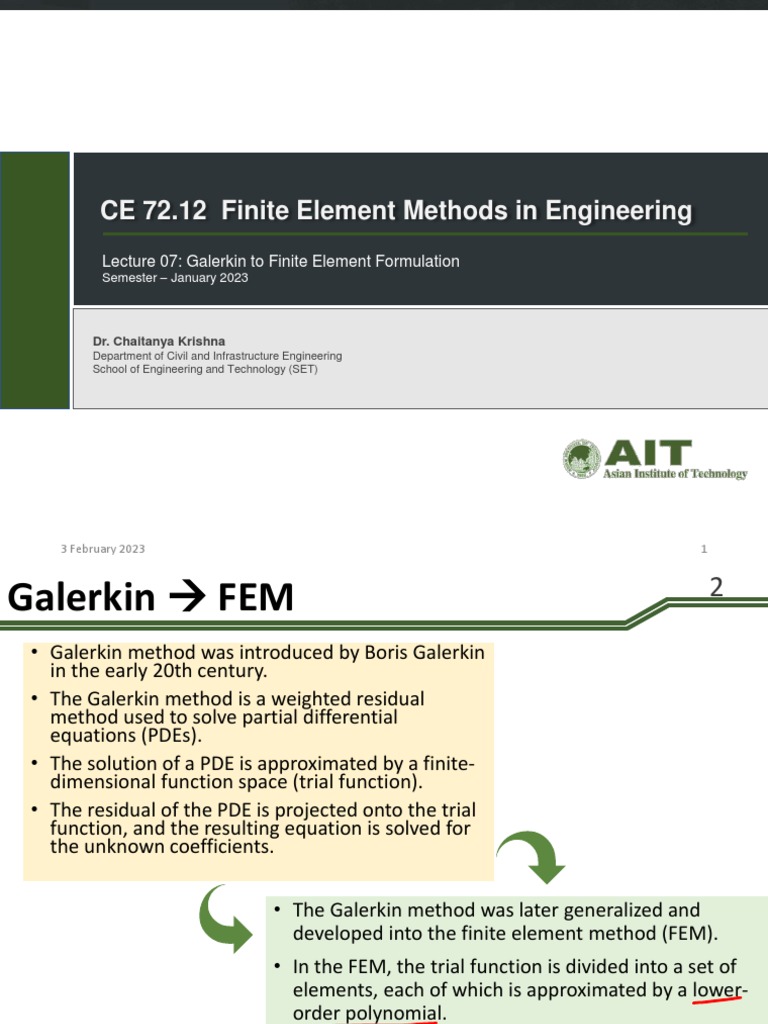 Lecture07 CE72.12Galerkin - To - FEM | Download Free PDF | Finite ...