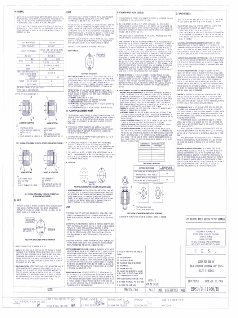 Rdso-B-11760-R1 HSFG Bolts in Bridges | PDF