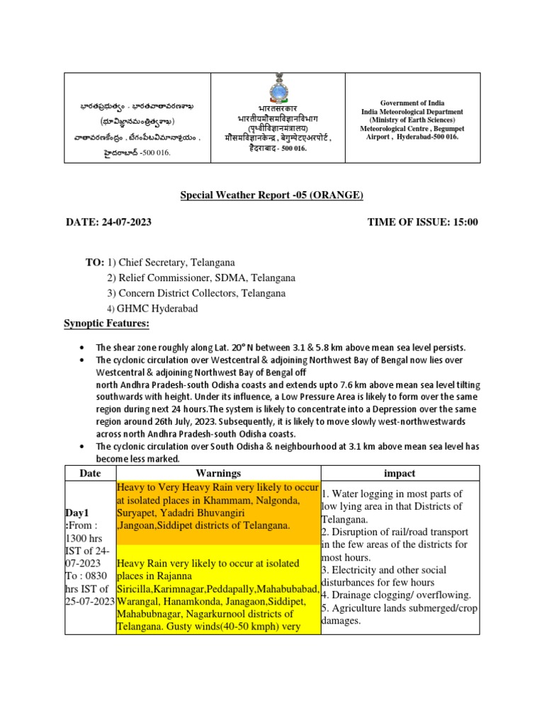 Special Weather Report 05 24.07.2023 | PDF | Rain | Weather