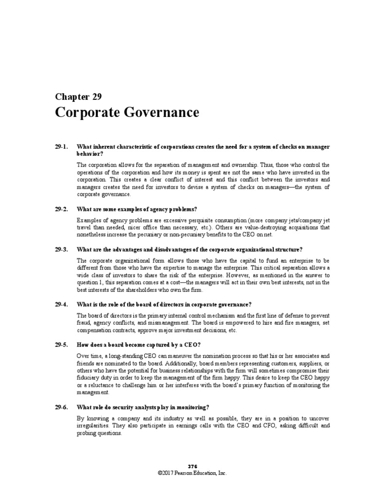 Corporate Governance and Agency Issues | PDF | Corporate Governance ...