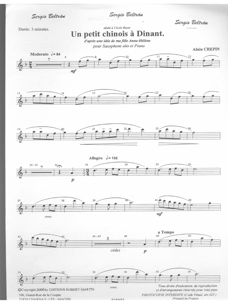 Un petit chinois a Dinant saxo alt | PDF