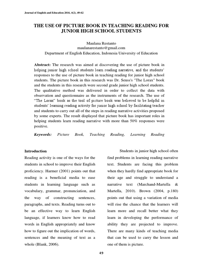 Picture Books for Junior High Reading | PDF | Reading Comprehension ...