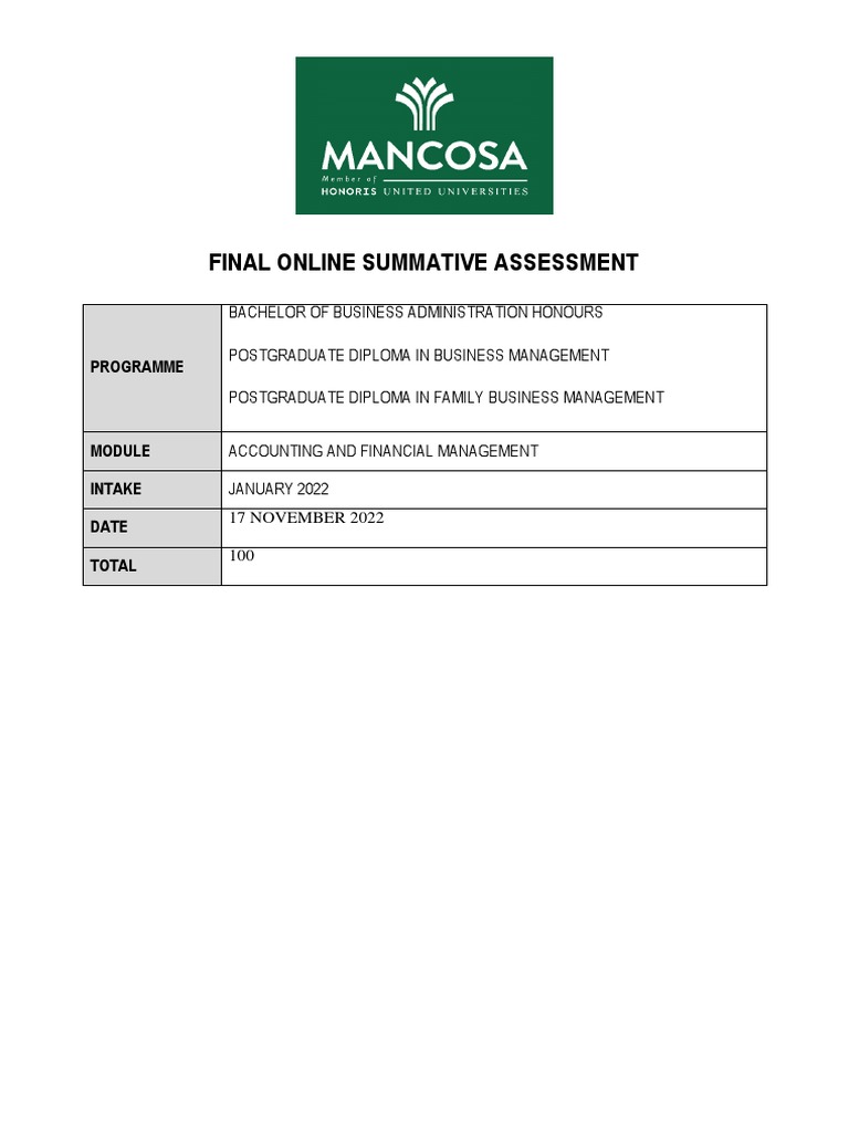 Accounting and Financial Management - Question Paper | PDF | Financial ...
