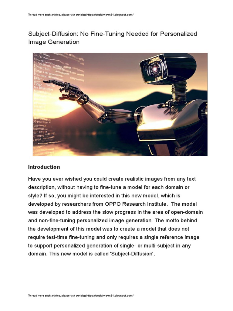 Subject-Diffusion: No Fine-Tuning Needed For Personalized Image ...
