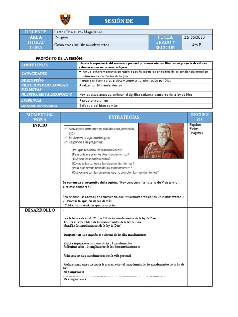 Aprendiendo los 10 Mandamientos en 4° B | PDF | Diez Mandamientos | Dios