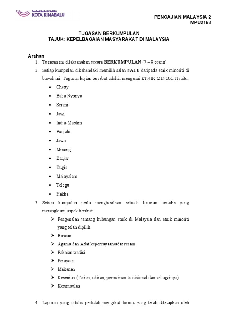 Arahan Tugasan Dan Format Laporan | PDF
