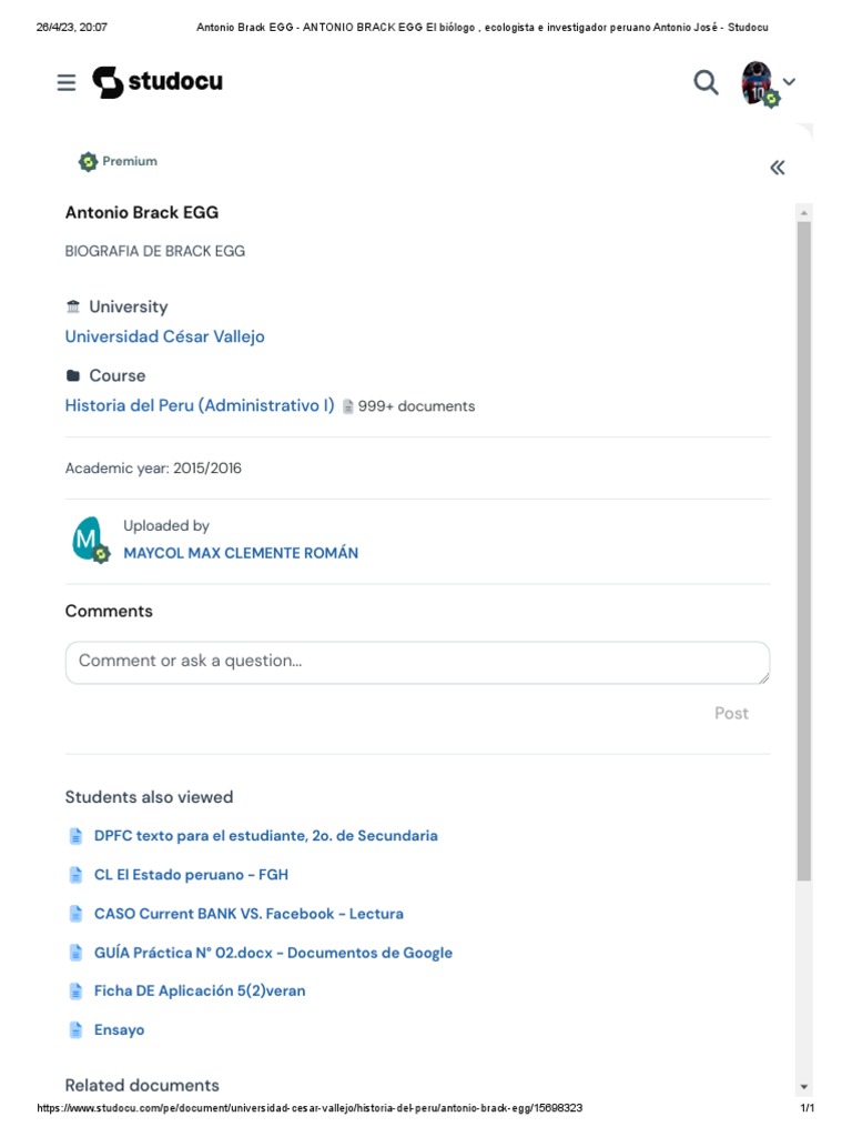 Antonio Brack Egg - Antonio Brack | PDF