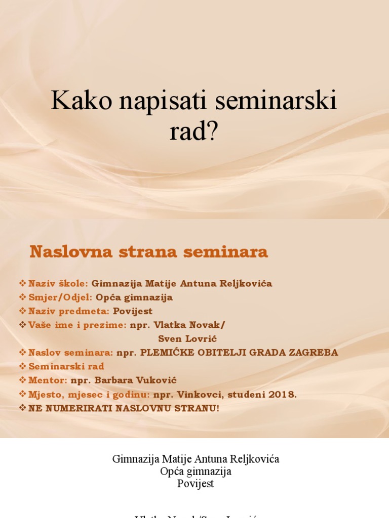 Kako Napisati Seminarski Rad | PDF