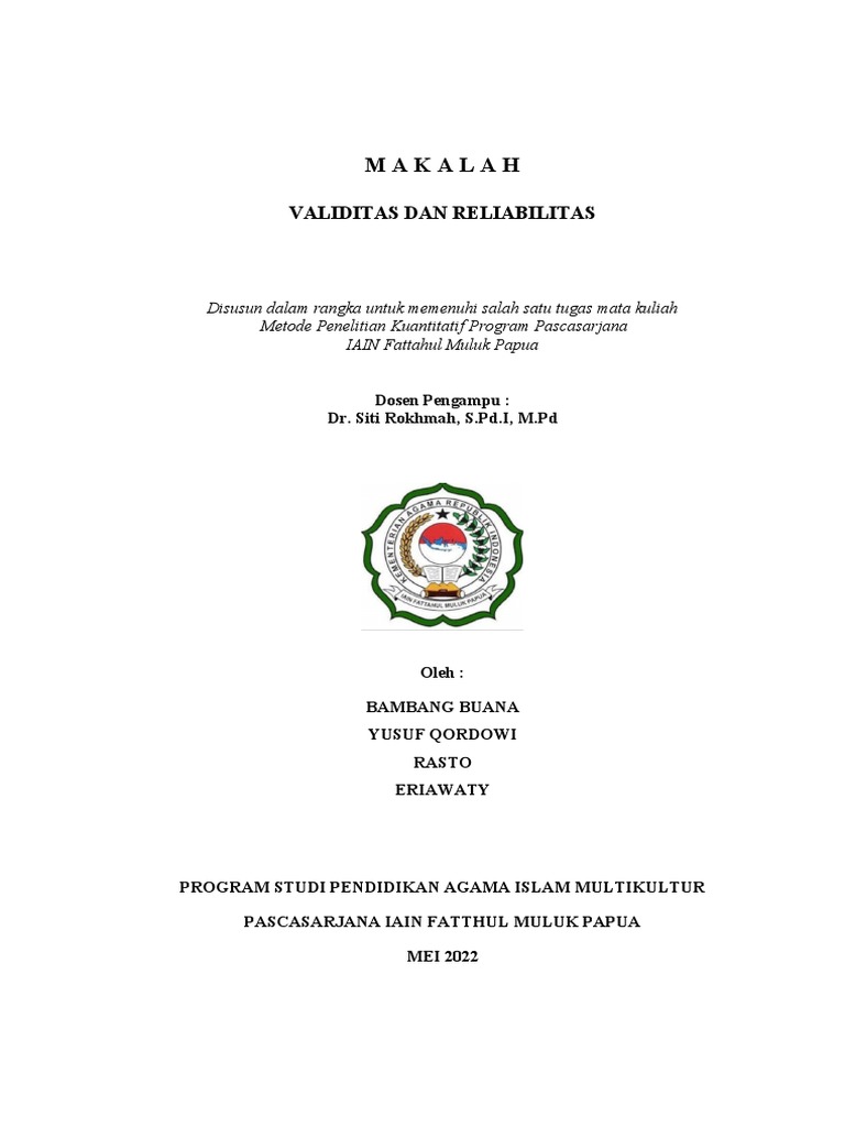 Validitas dan Reliabilitas Instrumen Penelitian | PDF | Komputer