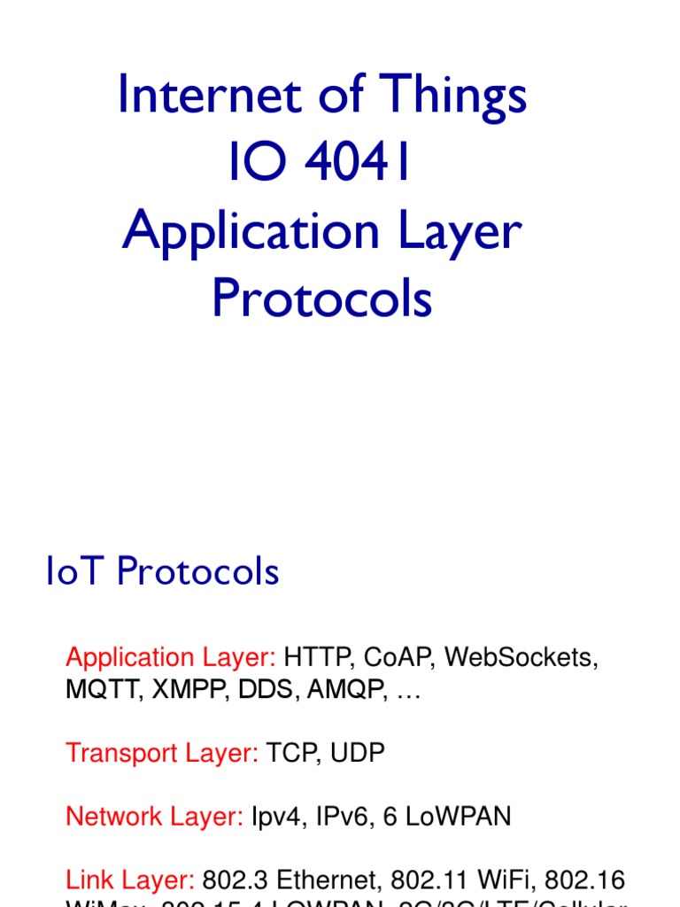 IoT - BS - Week 4 - Application Layer Part I | PDF | Internet Standards | Internet Architecture