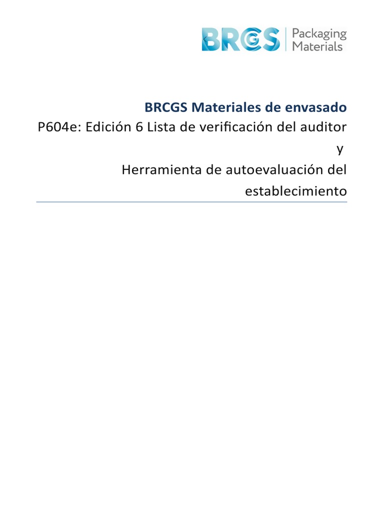 BRC Packaging-Issue-6-Spanish-Check-List | PDF | Auditoría | Calidad (comercial)