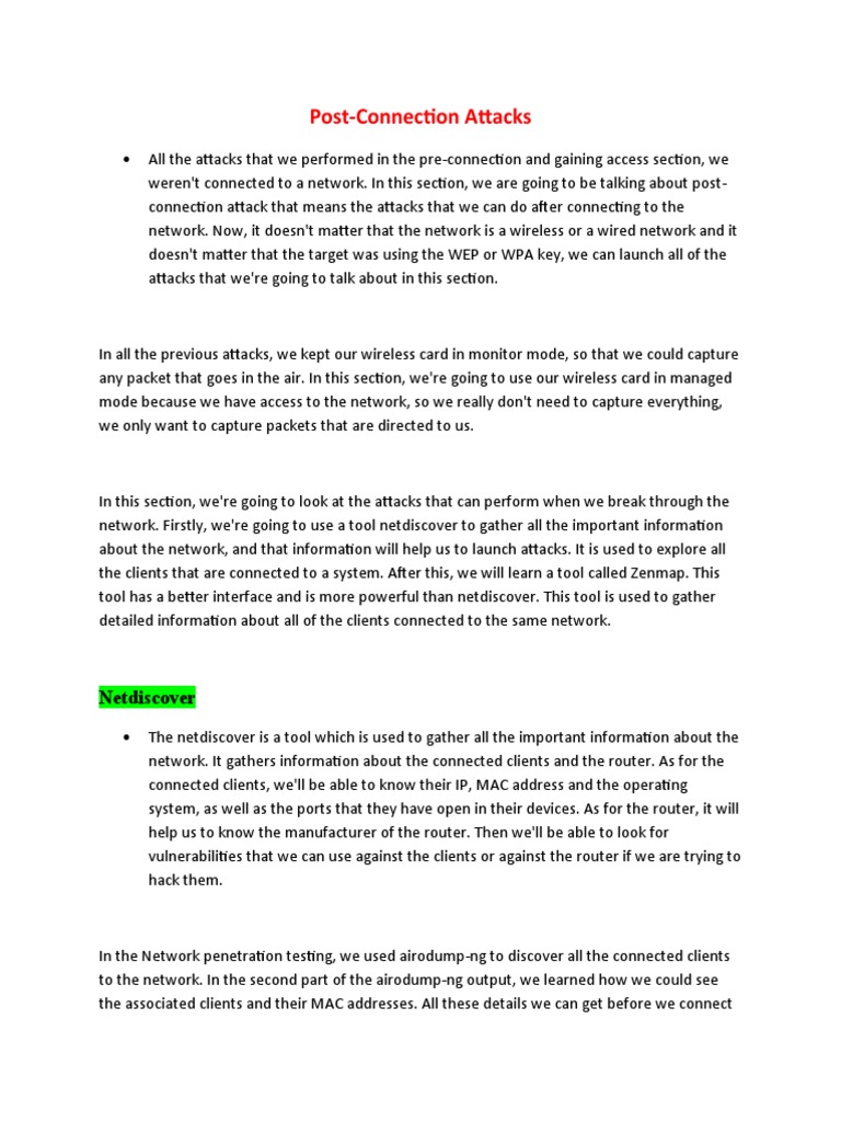 Post Connection Attack Part1 | PDF | Computer Network | Router (Computing)