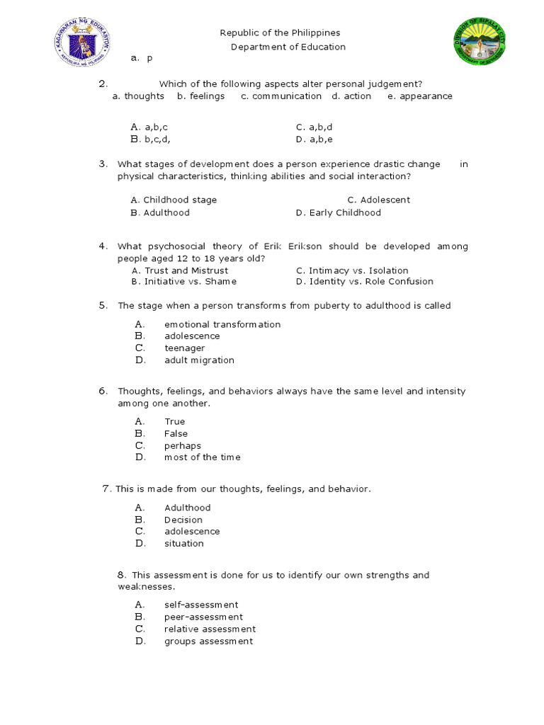 Per. Dev Summative | PDF | Developmental Psychology | Adolescence