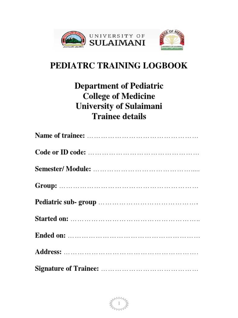 1pediatrc Training Logbook | PDF | Pediatrics | Patient