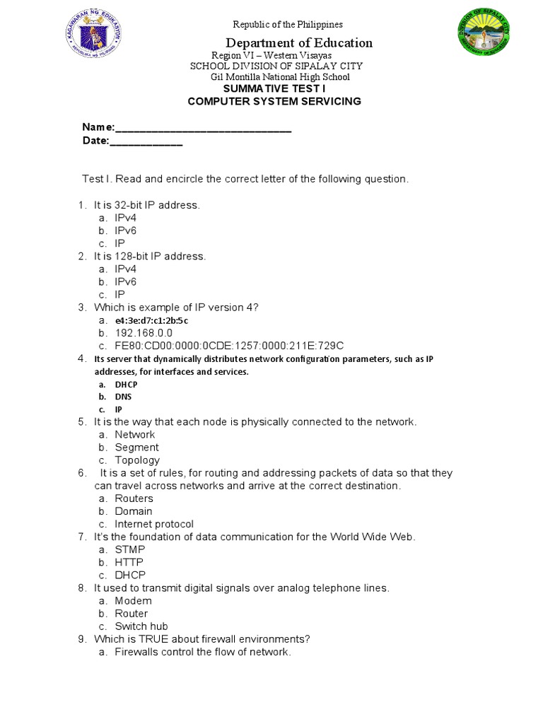 Css Summative Test (AutoRecovered) | PDF | Internet Protocols ...