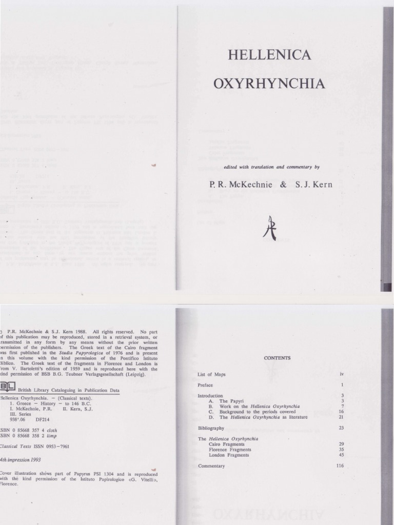 McKechnie 1988 - Hellenica Oxyrhynchia | PDF | Papyrus | Classical Greece