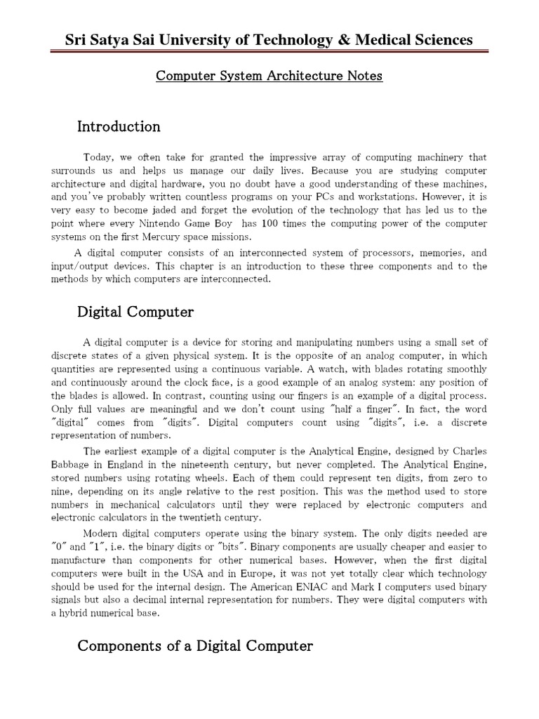 Computer System Architecture | PDF | Input/Output | Central Processing Unit
