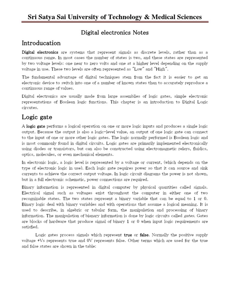 Digital Electronics | PDF | Logic Gate | Electronics