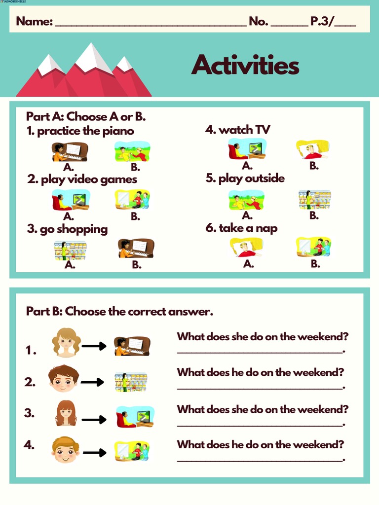 Weekend Activities Worksheet | PDF | Career & Growth | Language Arts ...