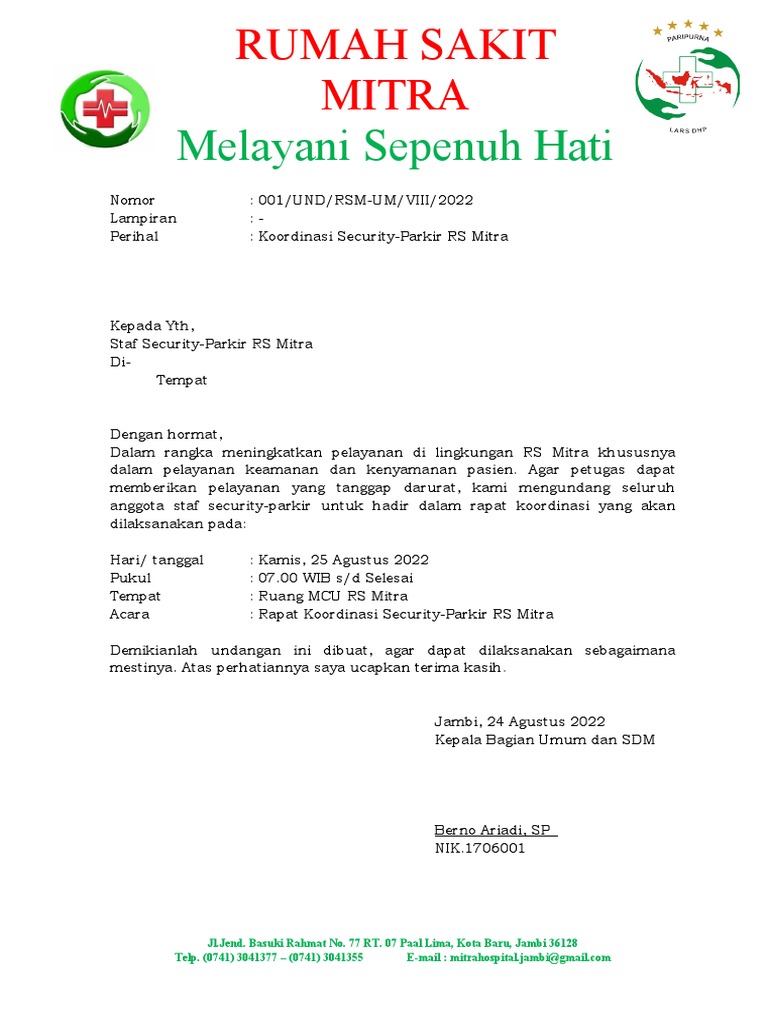 Contoh Undangan Rapat Internal | PDF