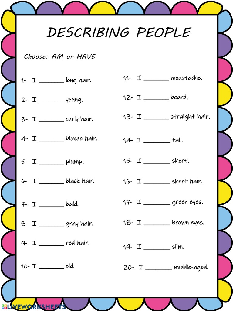 Describe People Worksheet | PDF