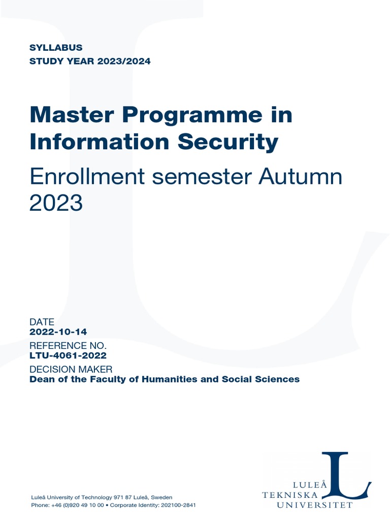 Syllabus For FMISA | PDF | Master's Degree | Academic Degree