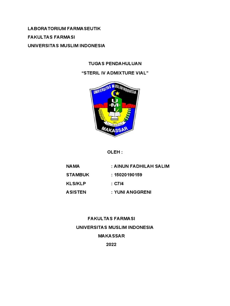 Steril IV Admixture Vial Guide | PDF | Sains & Matematika