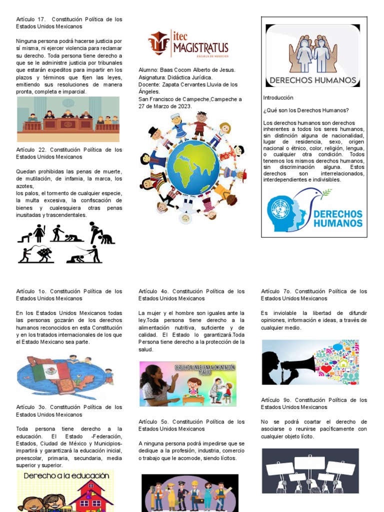 Triptico de Los Derechos Humanos | PDF | México | Los Estados Unidos