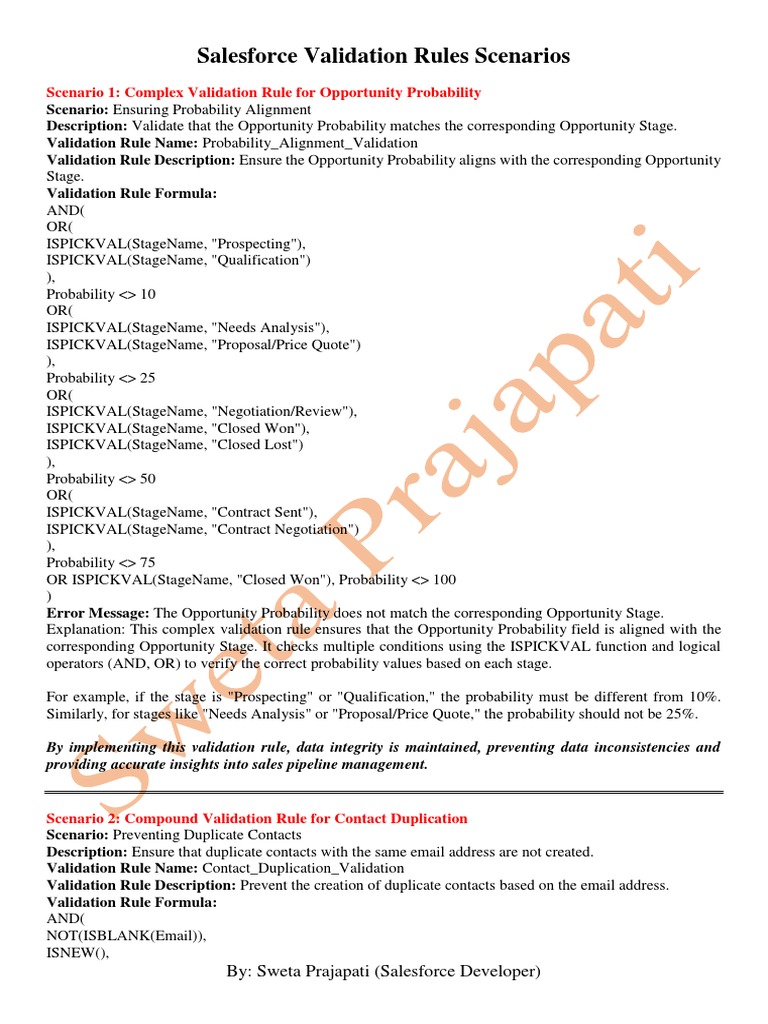 Salesforce Validation Rules Scenarios: Scenario 1: Complex Validation Rule For Opportunity ...
