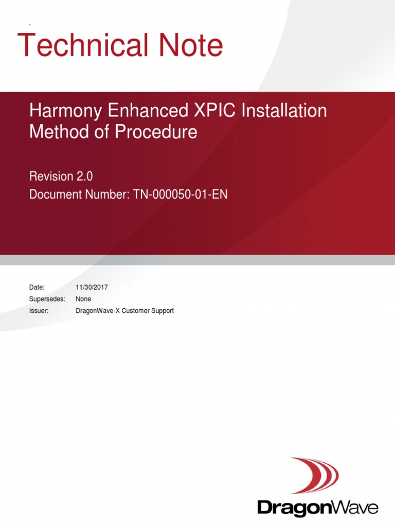 Harmony Enhanced, XPIC Installation Method of Procedure - TN-000050-01 ...