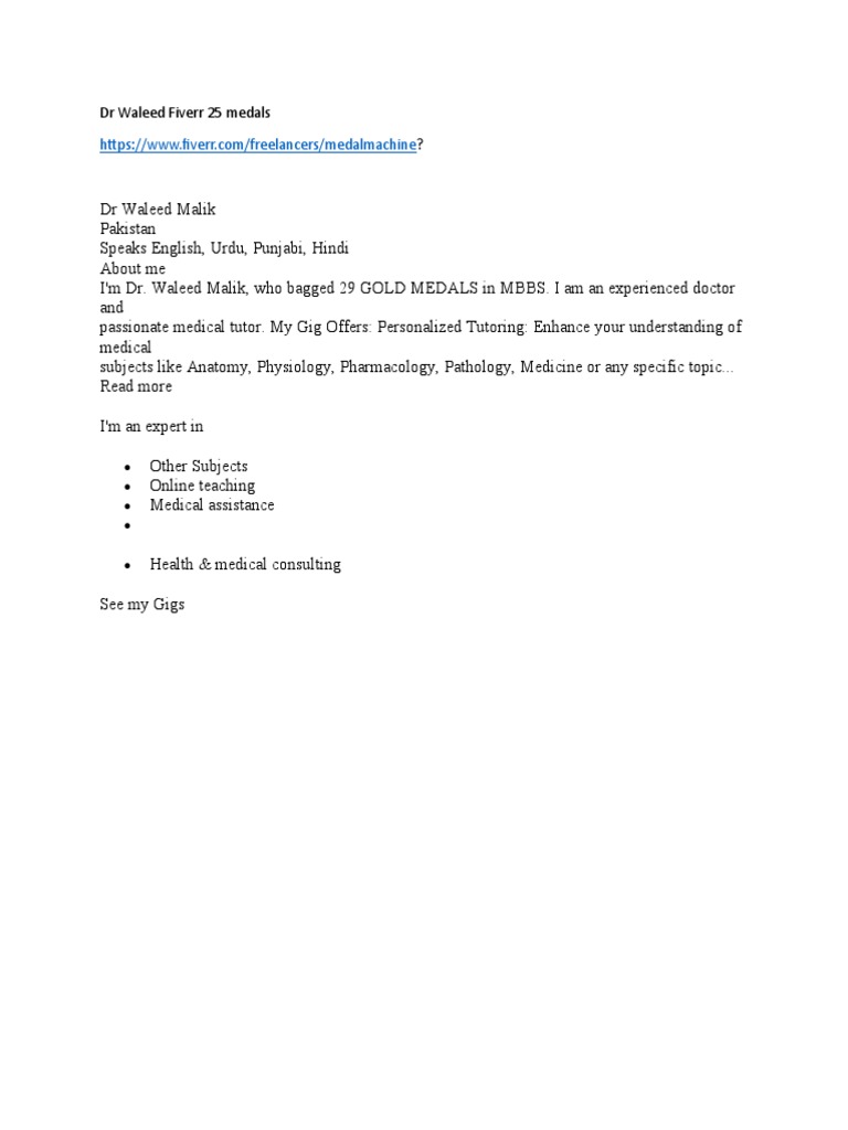 DR Waleed Fiverr 25 Medals | PDF