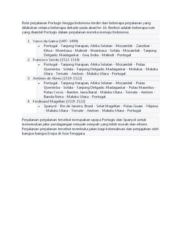 rute perjalanan Portugis dan peta nya | PDF