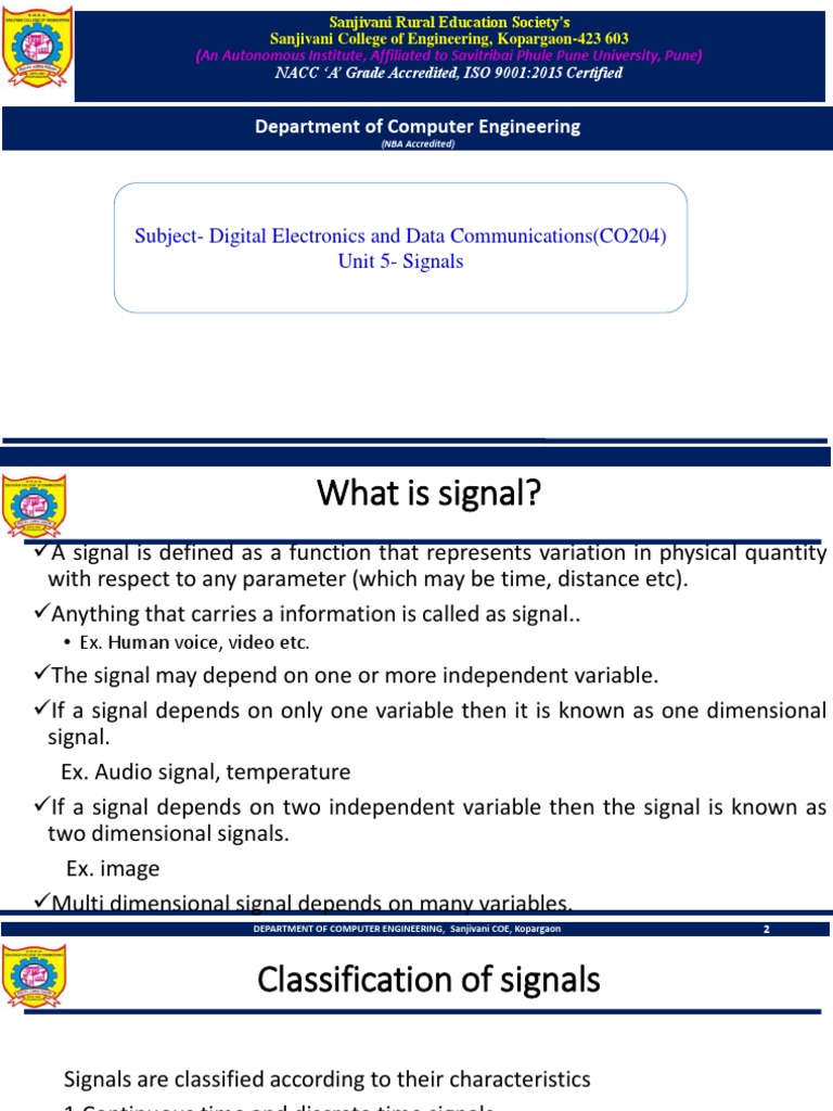 Unit 5 - Classification of Signal | PDF | Discrete Time And Continuous ...