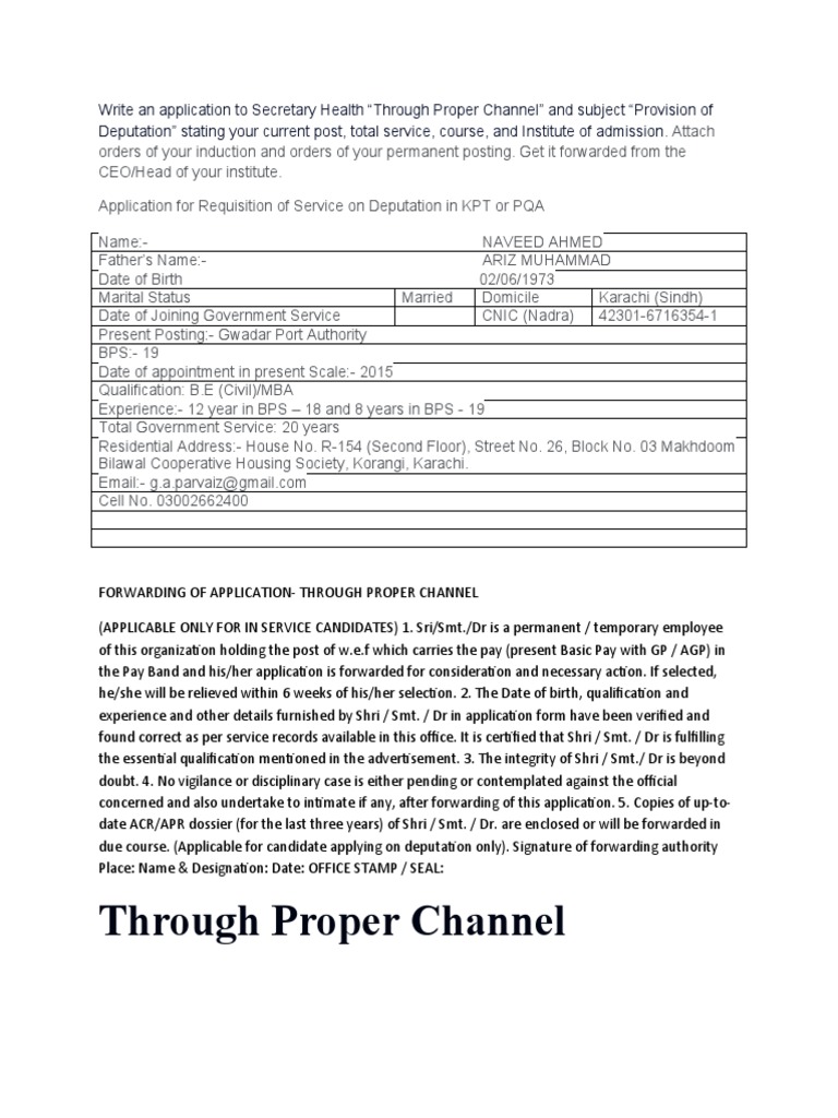 Application On Deputation | PDF