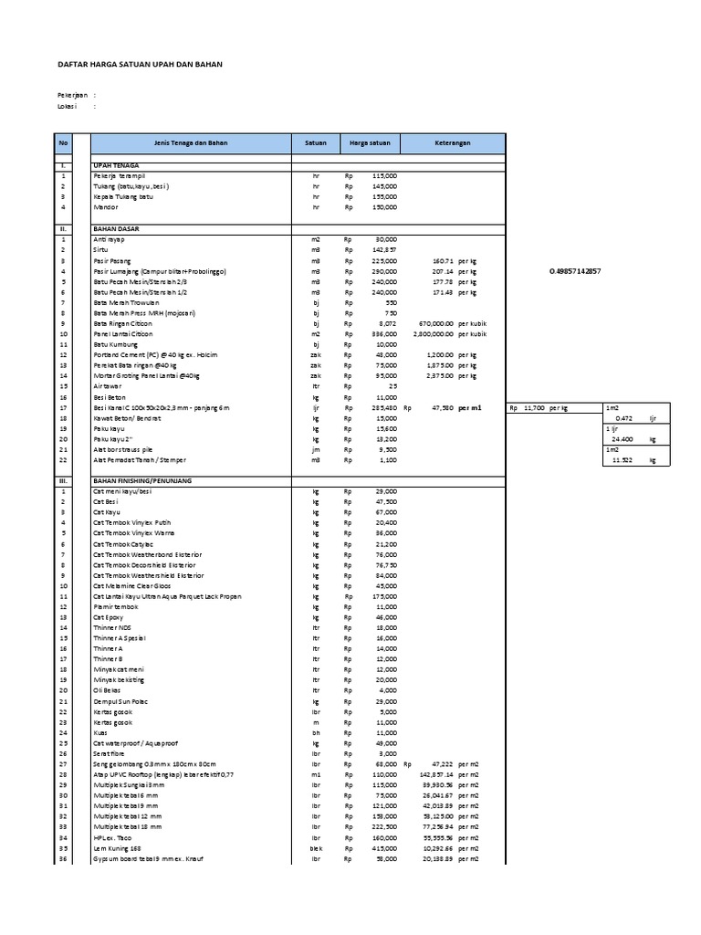 Contoh RAB Bangunan 2020 | PDF