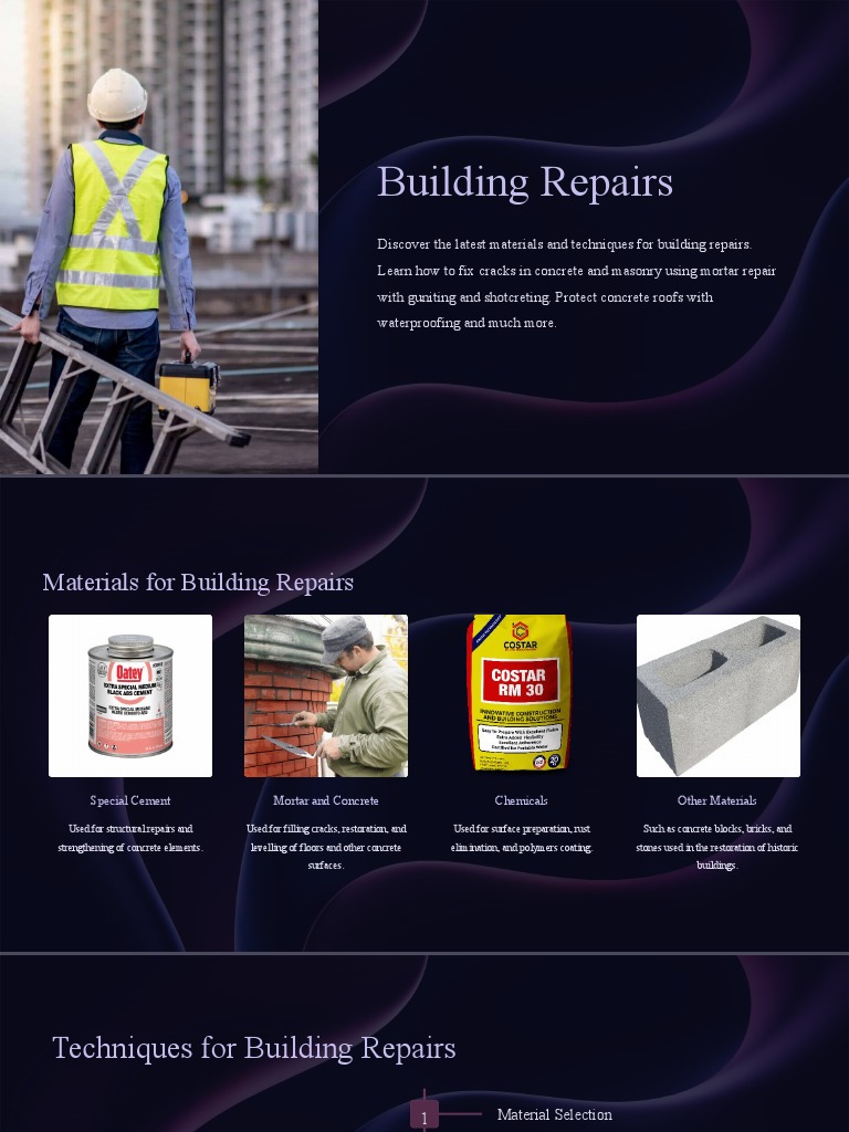 Essential Techniques for Building Repairs | PDF | Concrete | Mortar ...