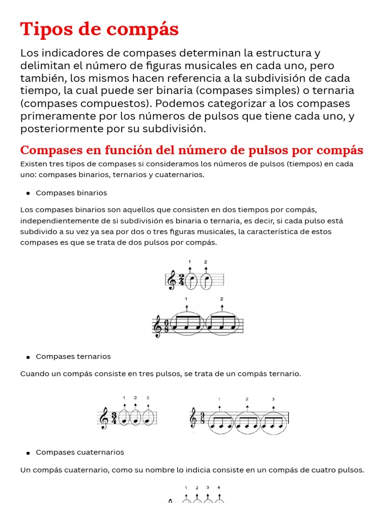 Tipos de Compás | PDF | Formas musicales | Comunicación escrita