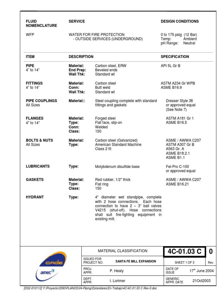 (DS2-010112) Y:/Proyecto/2090/PLANOS/04-Piping/Estandares/En Trabajo/4C/4C-01.03 C Rev-0 | PDF ...