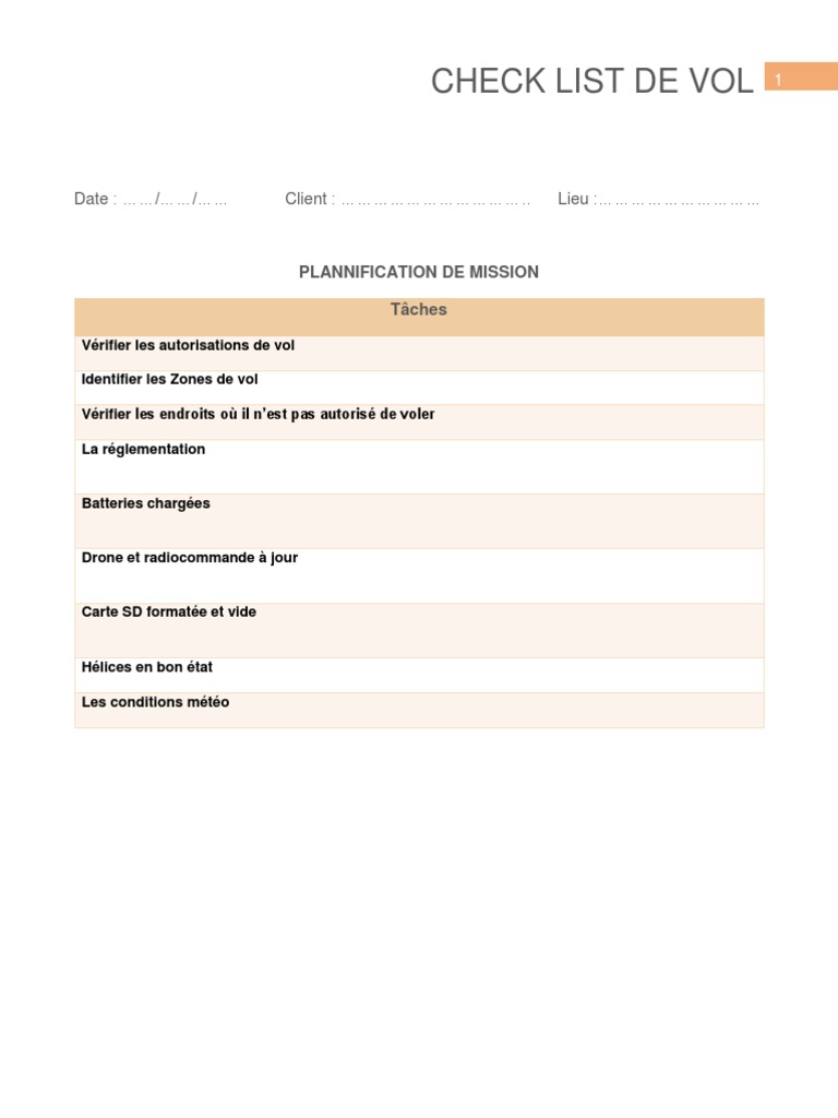 Checklist de Vol pour Drones | PDF | Drone | Décollage