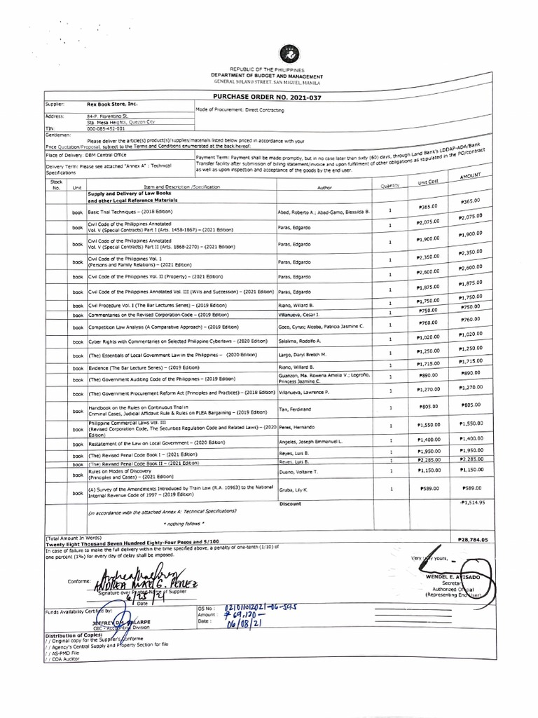 PO 2021 037 Supply and Delivery of Law Books and Other Legal Reference ...