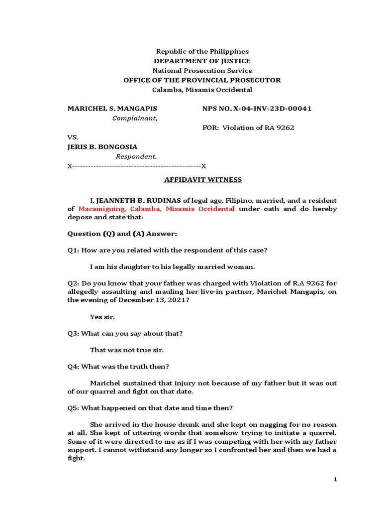 Affidavit of Witness | PDF | Affidavit | Crimes
