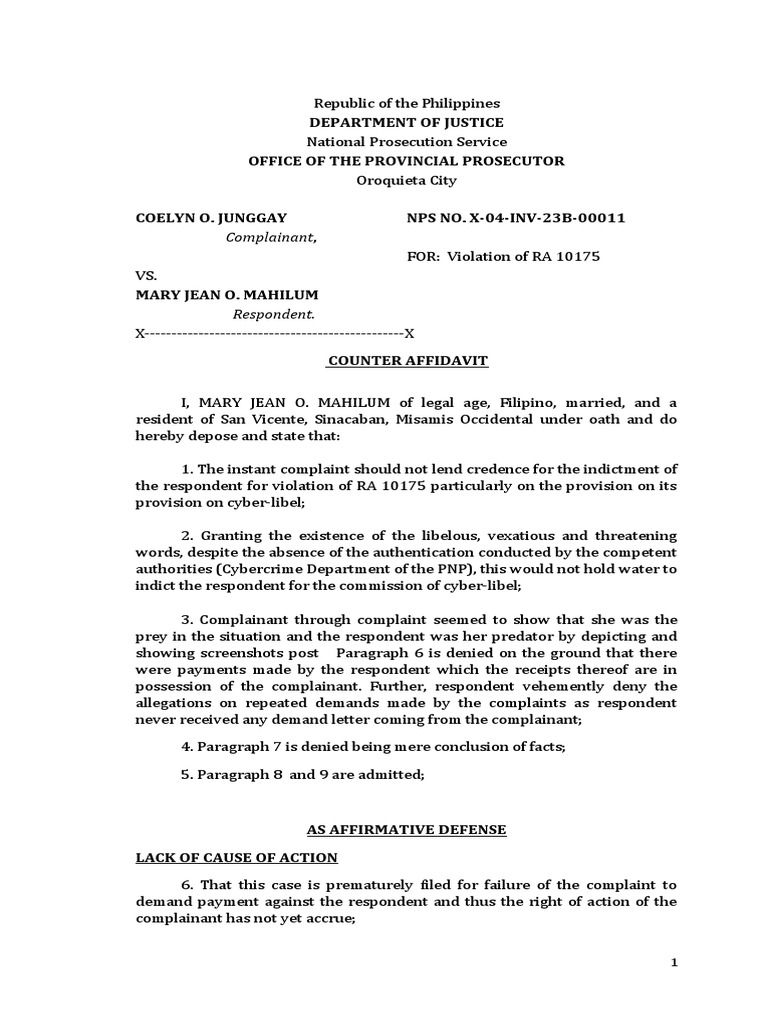 Counter Affidavit | PDF | Lawsuit | Laches (Equity)