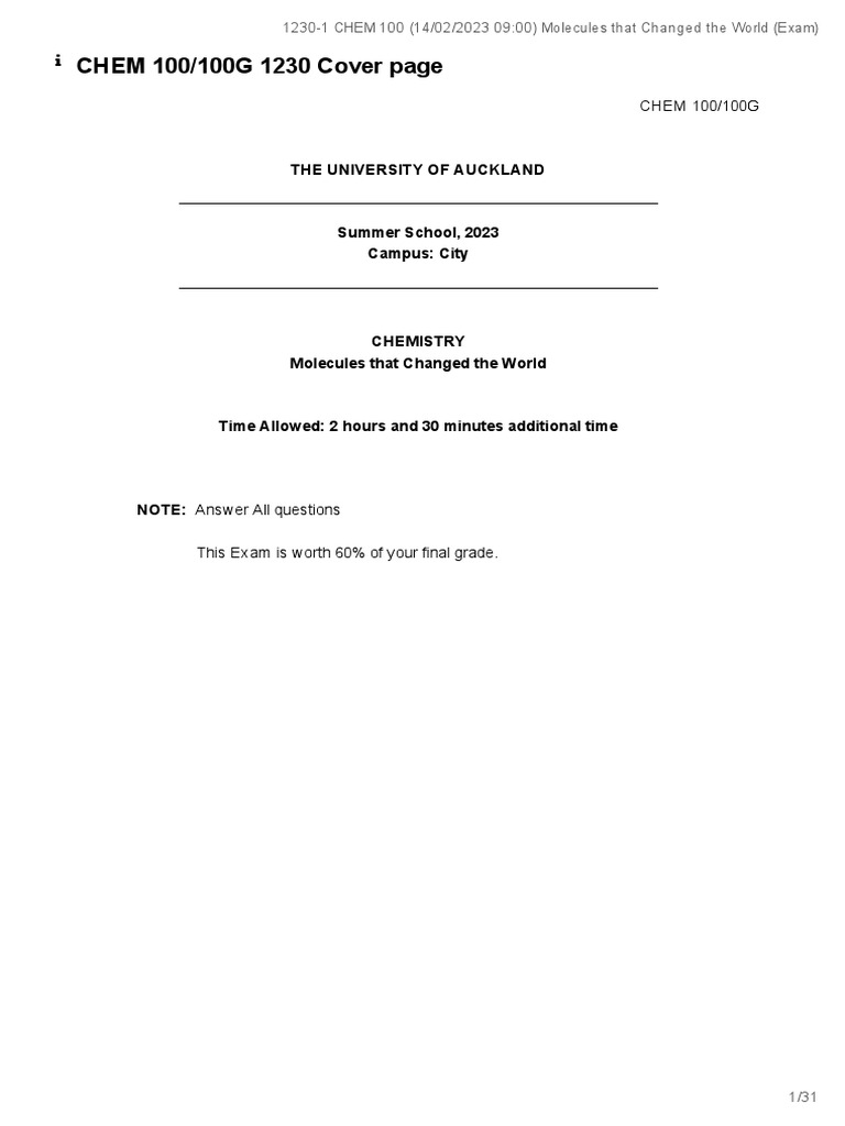Chem100 SS 2023 | PDF | Ethanol | Penicillin
