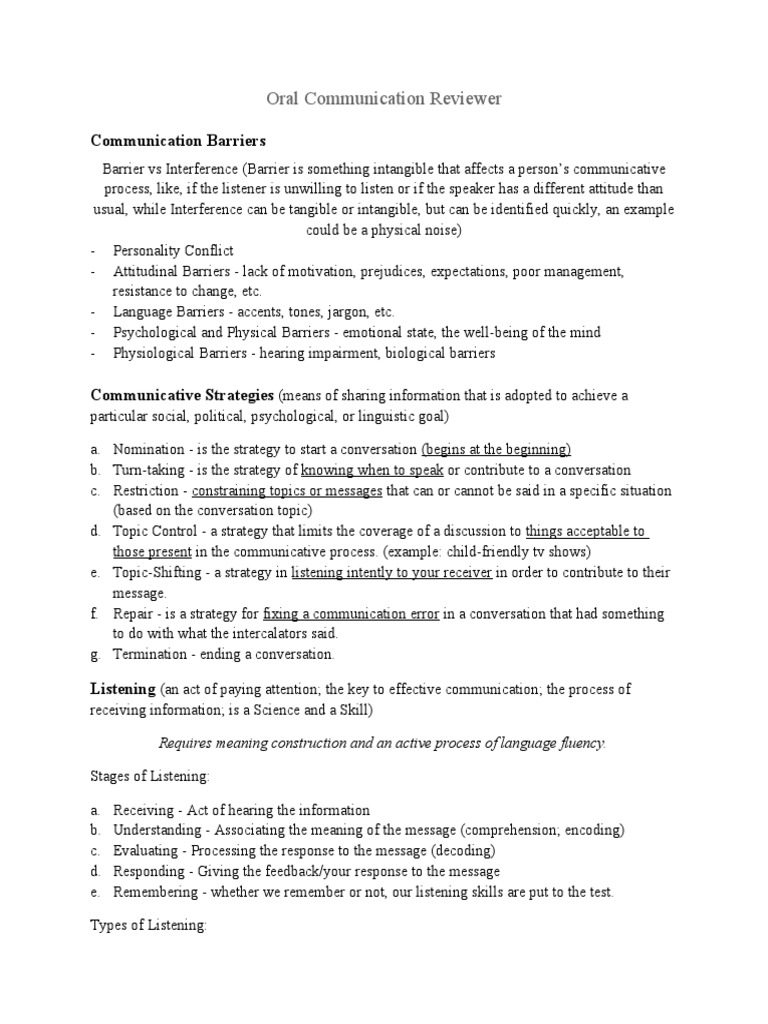 Oral Communication Reviewer | PDF | Communication | Information