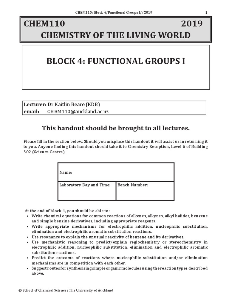 Block 4 Functional Groups 1 | PDF | Alkene | Chemical Reactions