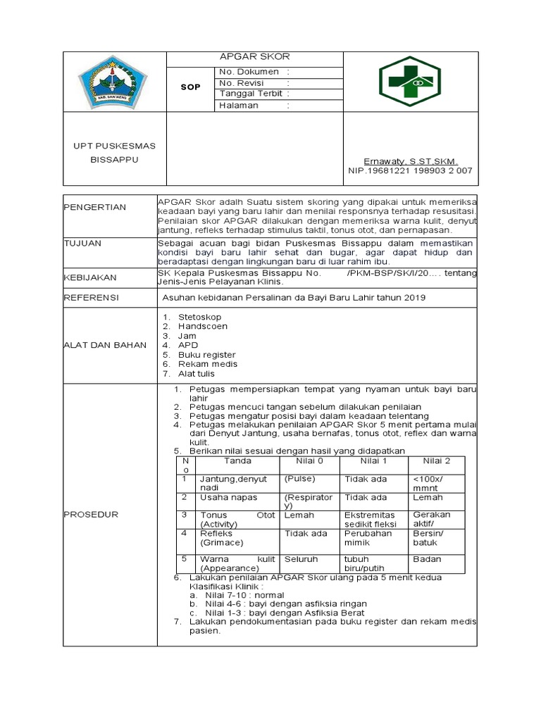 Ayu - SOP Apgar Score (Ok) | PDF
